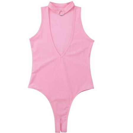 Women One Piece Catsuit See Through Sheer Lingerie Crotchless Sexy Clubwear Collar High Cut ...