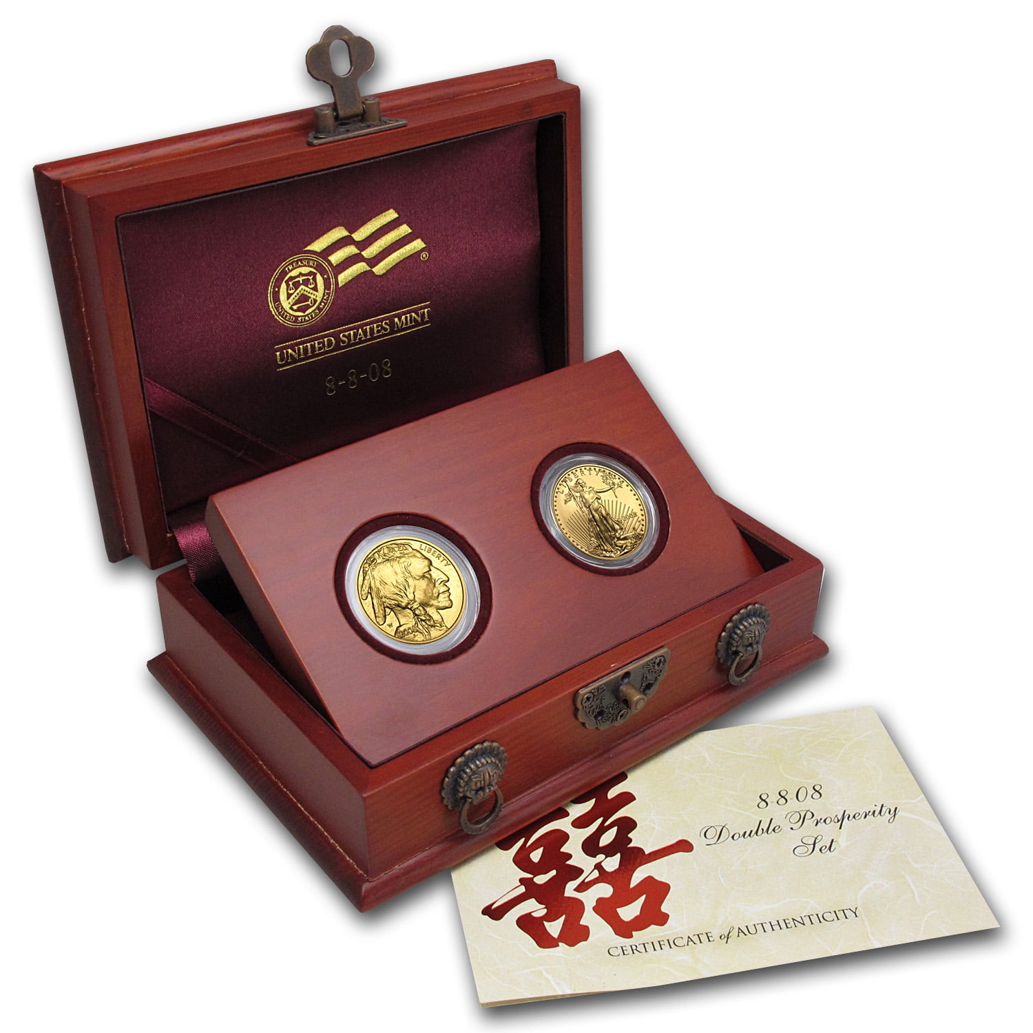 8-8-2008 2-Coin Gold Double Prosperity Set (w/Box & COA) - Walmart.com