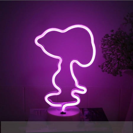 Snoopy Neon Light Signs Pink LED Neon Art Decorative Table Light Kids ...