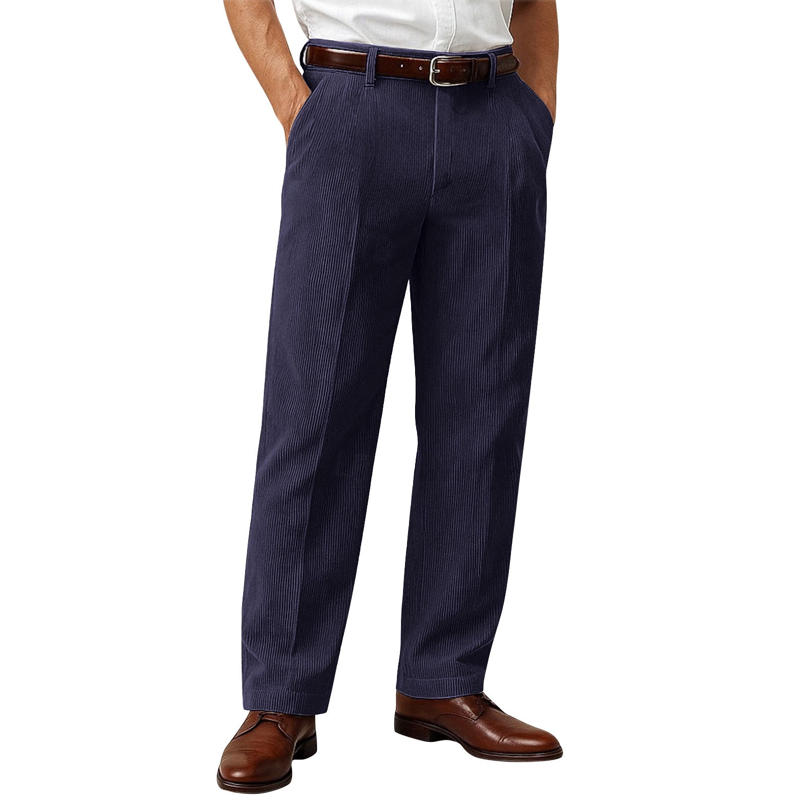 Click here for Igsxakp Mens High-Waist Corduroy Dress Pants - Ple... prices