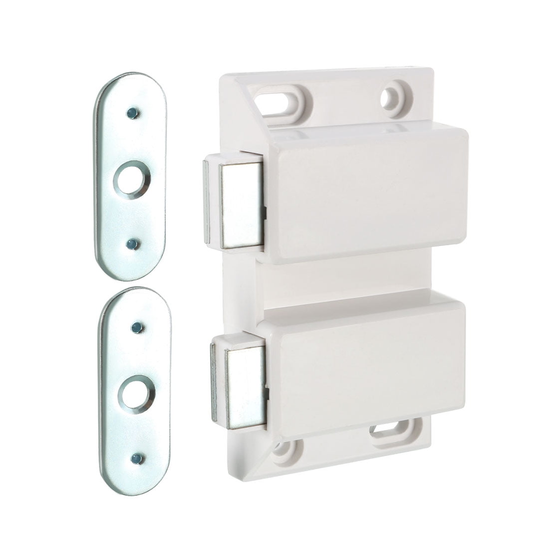 Double Magnetic Touch Press Catch Latch Plastic White for Cabinet Door ...