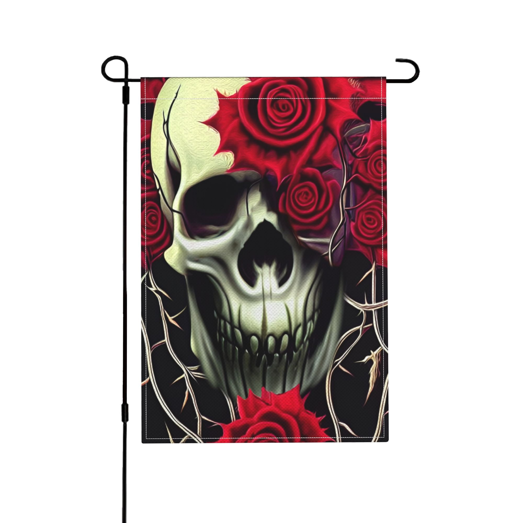 TEQUAN Horror Gothic Death Skull Roses Garden Flags, 18 x 12 inch ...
