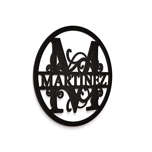 Martinez 12" Circle Black Aluminum Composite Monogrammed Sign Door Wall ...