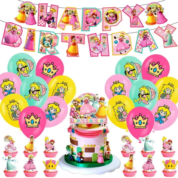 Princess Peach Birthday Party Supplies,Birthday Banner - Cake&Cupcake ...