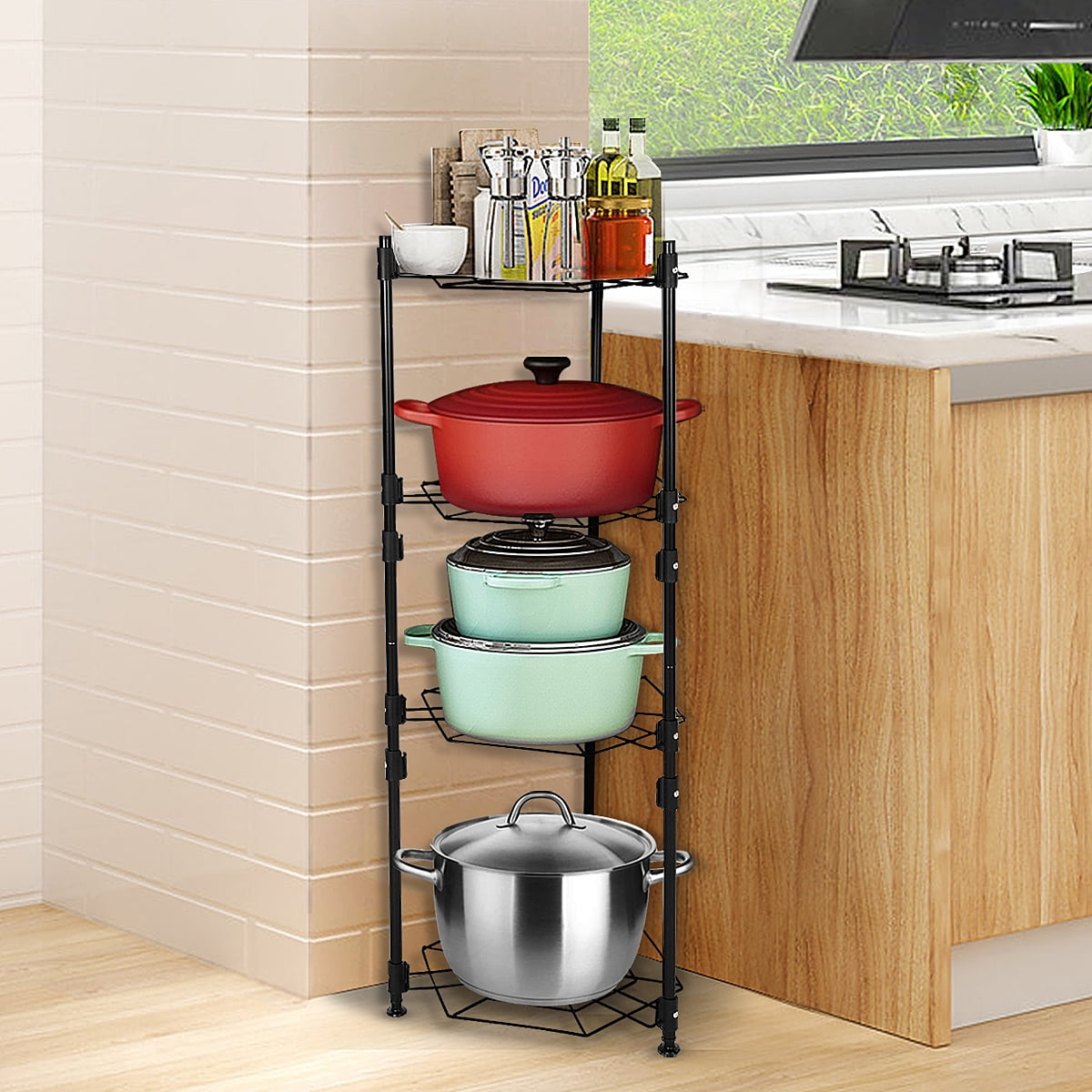3/4 Layer Pots Pan Rack Organizer Stainless Steel Pantry Rack Shelf ...