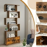 Giantex 6-Tier Geometric Bookcase w/Cabinet, Freestanding Display ...
