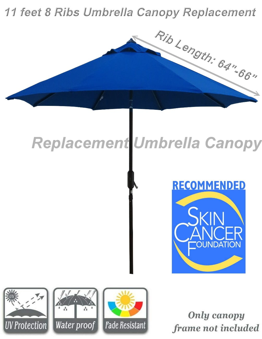 Outdoor Patio Umbrella Replacement Canopy for 11ft 8 Ribs Sun ...