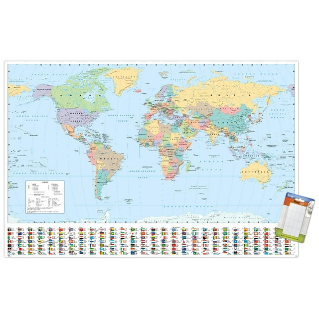 World Map 2023 Wall Poster, 22.375" x 34" - Walmart.com