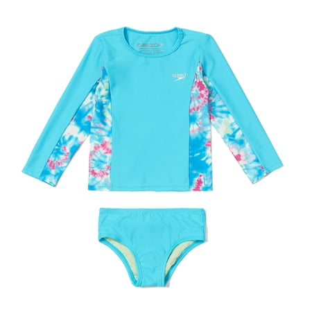 Speedo Girls' Uv Swim Shirt Long Sleeve Rashguard Set, Blue Atoll, 18 ...