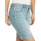 Jordache Women's High Rise Bermuda Shorts, Relaxed Fit, Stretch Denim ...