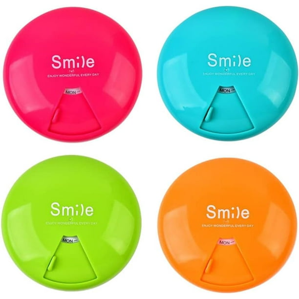 4 Piece Portable Weekly Pill Organizer Pill Organizer Rotating Pill ...