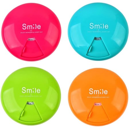 4 Piece Portable Weekly Pill Organizer Pill Organizer Rotating Pill ...