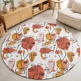 Abstract Face Painting 7FT Round Area Rugs for Living Room Orange ...