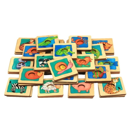 48 Pieces Animals Wooden Puzzle, Wooden Puzzle Chalkboard Educational ...