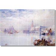 Ceramic Tile Mural-Thomas Eakins Waterfront Painting 344. 72" w x 48" h using (24) 12 x 12 ...
