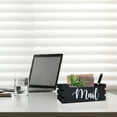 Rustic Wood Mail Organizer, Desktop Storage Box with Script Design ...