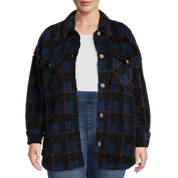 Terra & Sky's Women's Plus Size Long Sleeve Oversized Faux Sherpa ...