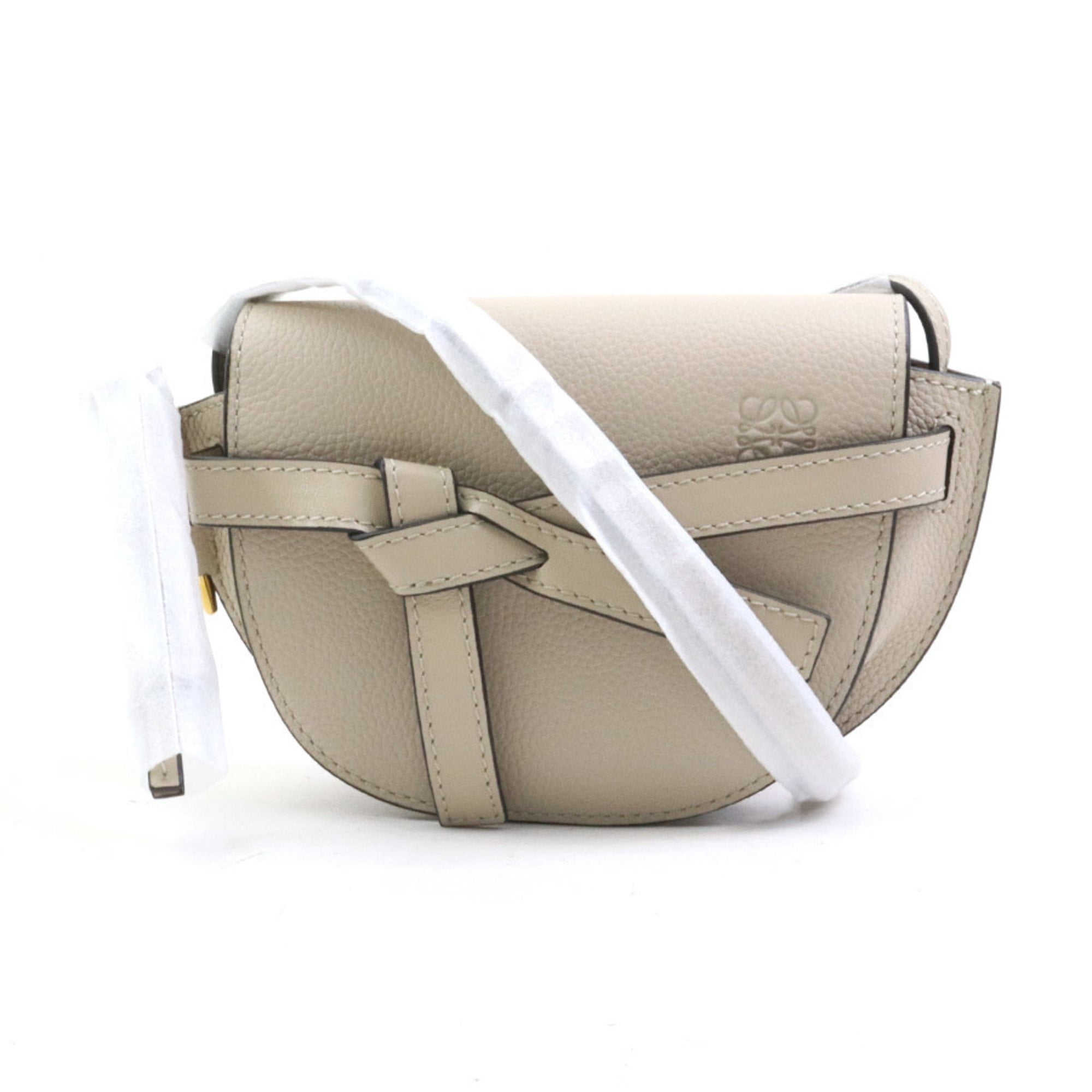 Pre-Owned LOEWE Gate Mini Shoulder Bag in Greige Leather, Women's ...