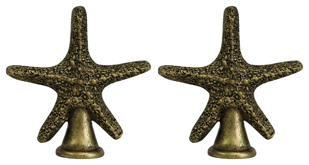 Urbanest Starfish Finial, 2 3/8" Tall, Antique Gold, Set of 2 - Walmart.com