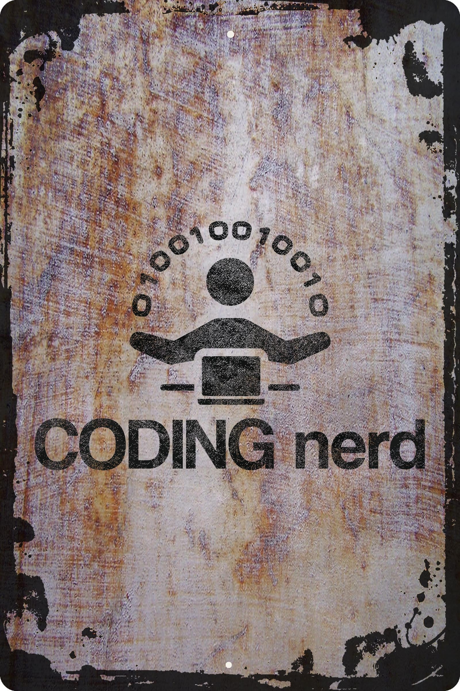Coding nerd zeros and ones computers stick figure Beige Wall Art Decor ...