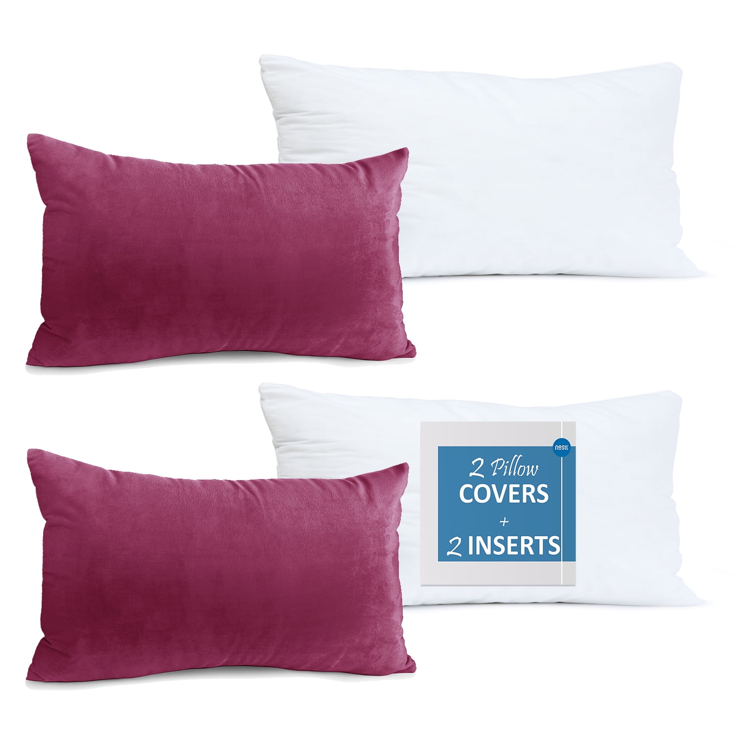 Nestl Plush 2 Pack Solid Decorative Microfiber Rectangle Throw Pillow ...