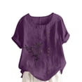 Aimik Women's Plus Size Short Sleeve Blouse Daisy Floral Print Button ...