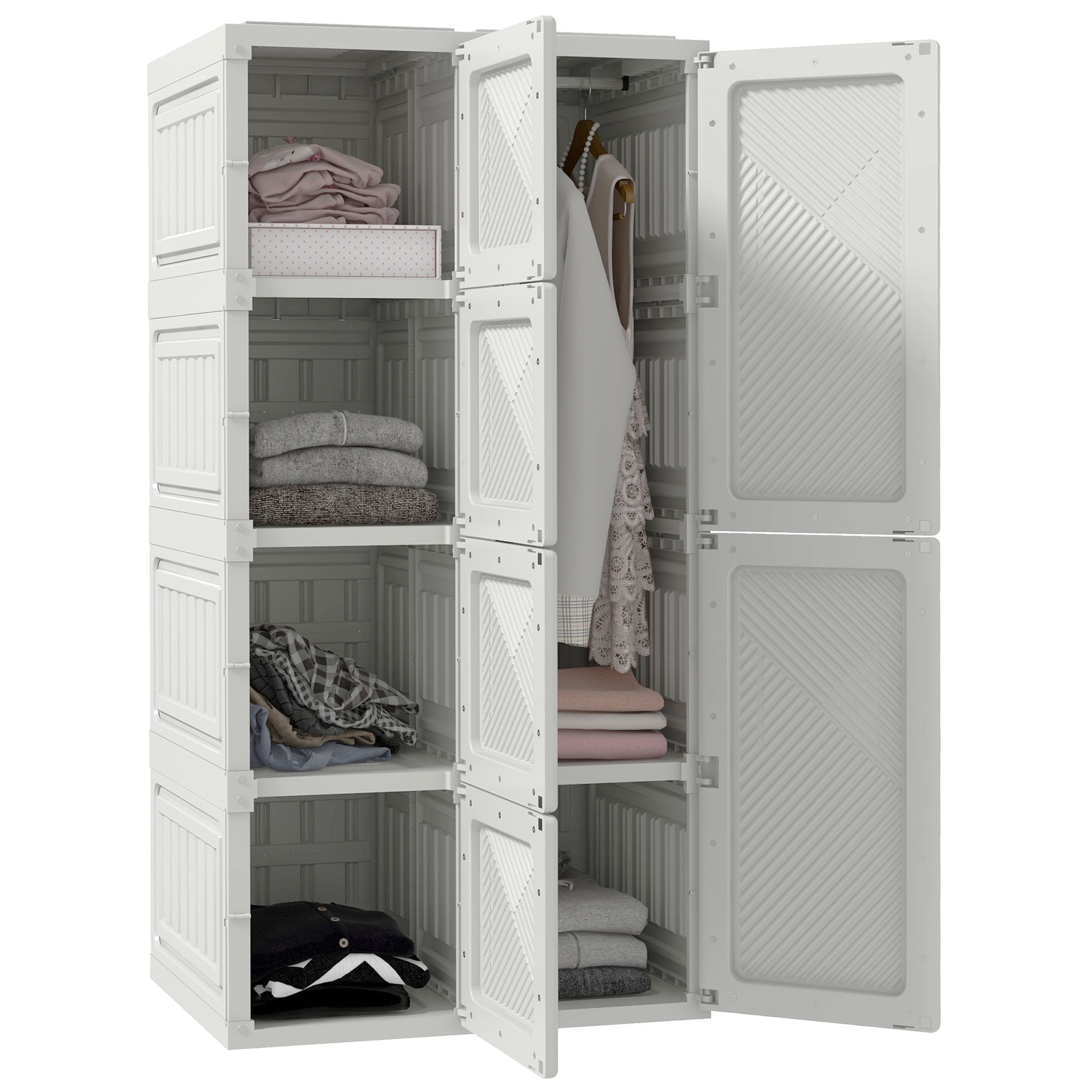 Click here for Homcom Portable Wardrobe Closet With Cube Compartm... prices