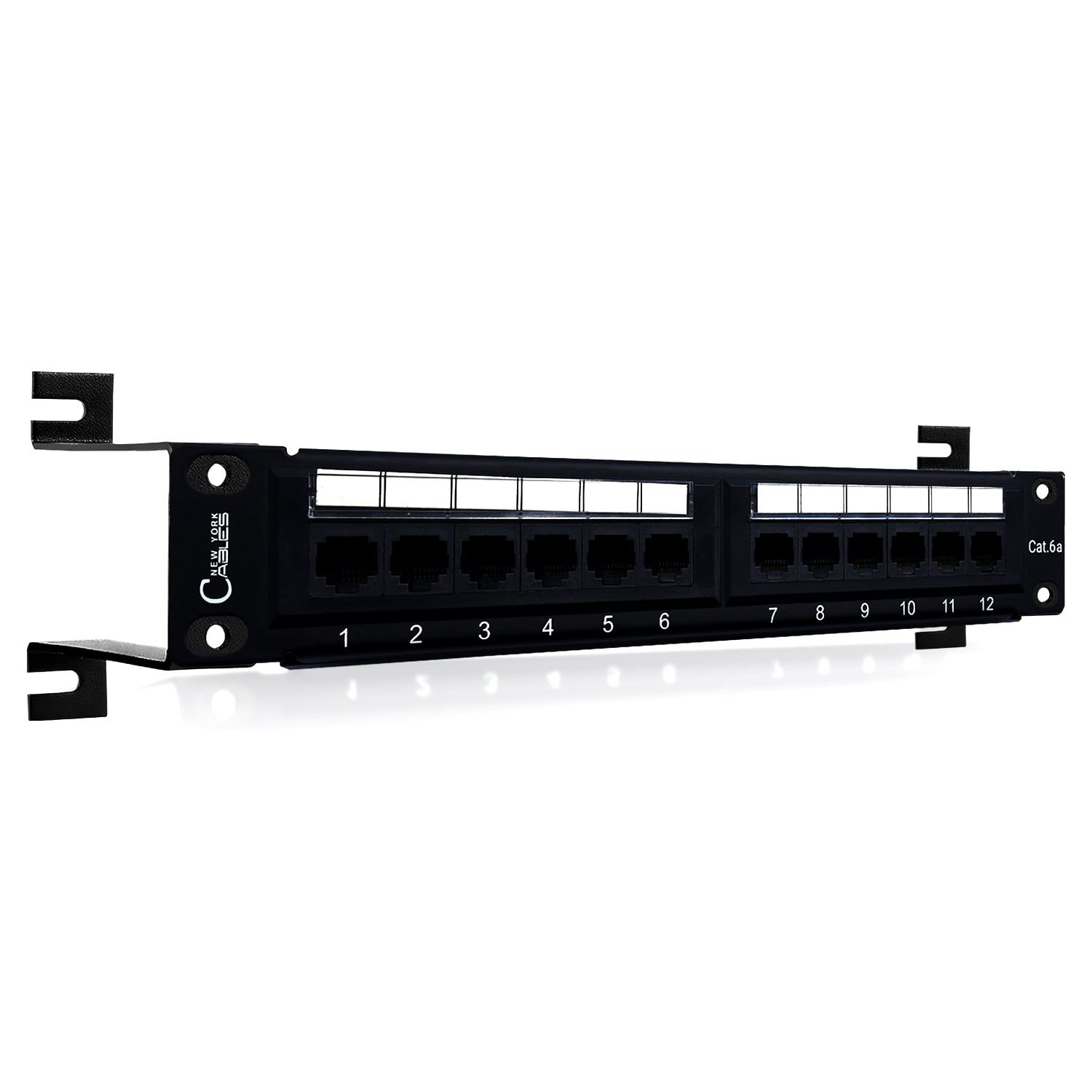 NewYork Cables 12-Port Cat6A Patch Panel Unshielded Horizontal 1U Wall ...