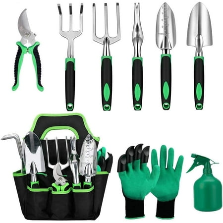 Garden Tool Set, 10 Pieces Aluminum Garden Tools with Garden Bag ...