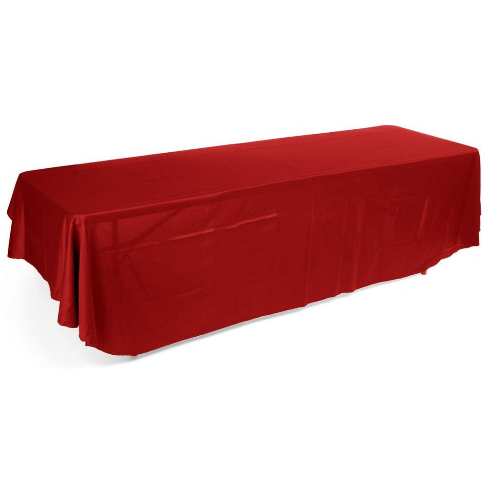 Red 3-Sided Table Skirt for 8-foot Rectanular Table, Open Back ...