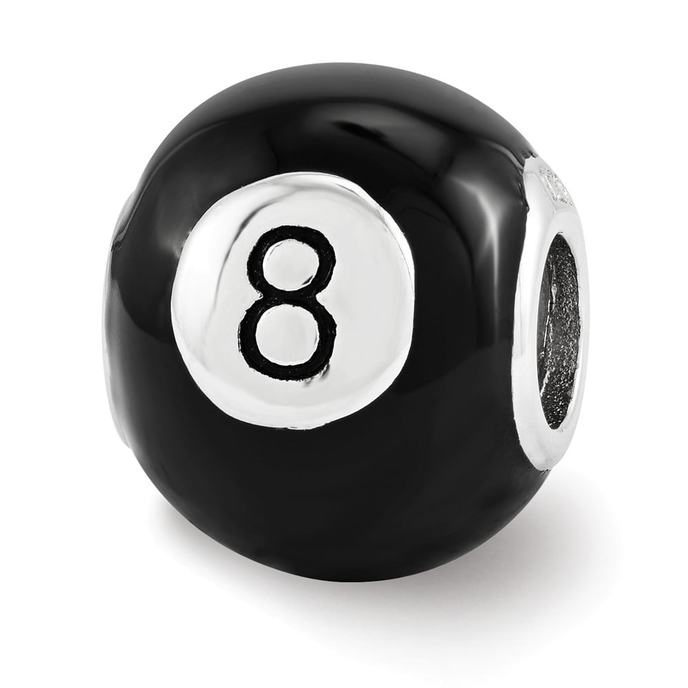 925 Sterling Silver Reflections Black Enamel 8-Ball Bead; for Adults ...
