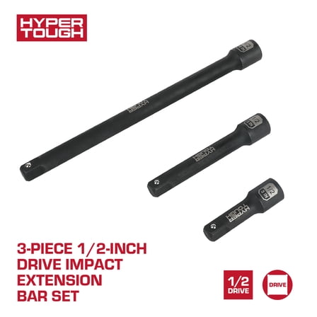 Hyper Tough Impact Socket Set 4-Piece 1/2 inch Cr-Mo Steel with 6 Lug ...