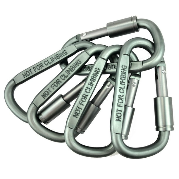 5 Aluminum Spring Loaded D Ring Carabiners Screw Lock Key Chain Belt ...