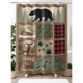 Animal Patchwork Shower Curtain, Forest Farmhouse Bear Deer Tree ...