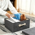 30L Foldable Linen Fabric Storage Box With Lid And Handles Gray 1 Pack ...