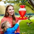 Glass Bottle Red Hummingbird Feeder, 26 oz Nectar Capacity, Clear ...