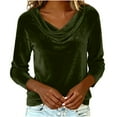 Karight Women's Solid Color Elegant Metallic Velvet Long Sleeve Top ...