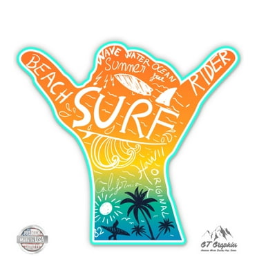 Tropical Ocean Beach Waves Palm Tree Vacation - 3" Vinyl Sticker - For ...