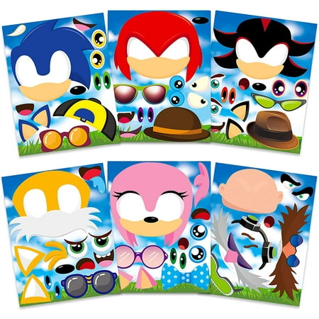 36 Pack Sonic Face Stickers Themed Make a Face Stickers Party Supplies ...