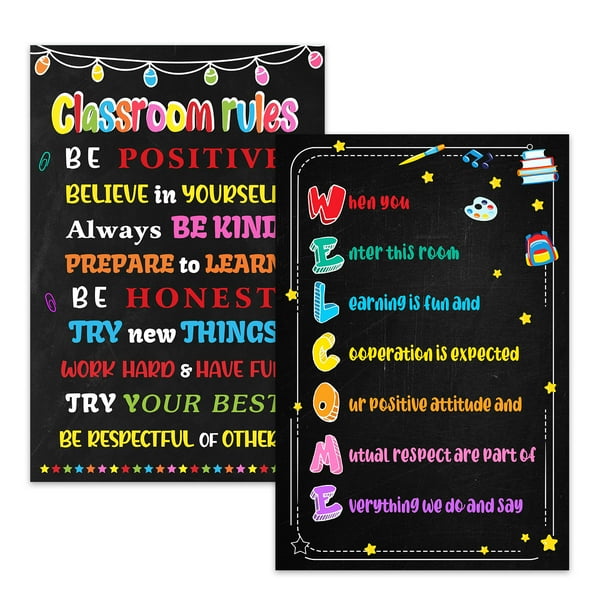 WaaHome Welcome Classroom Posters Classroom Rules Poster 12"x18 ...