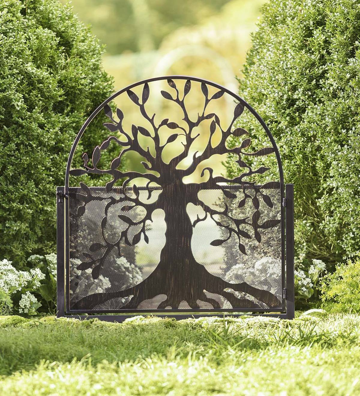 Buy Plow & Hearth Metal Arched Stand-Alone Garden Gate with Tree of ...