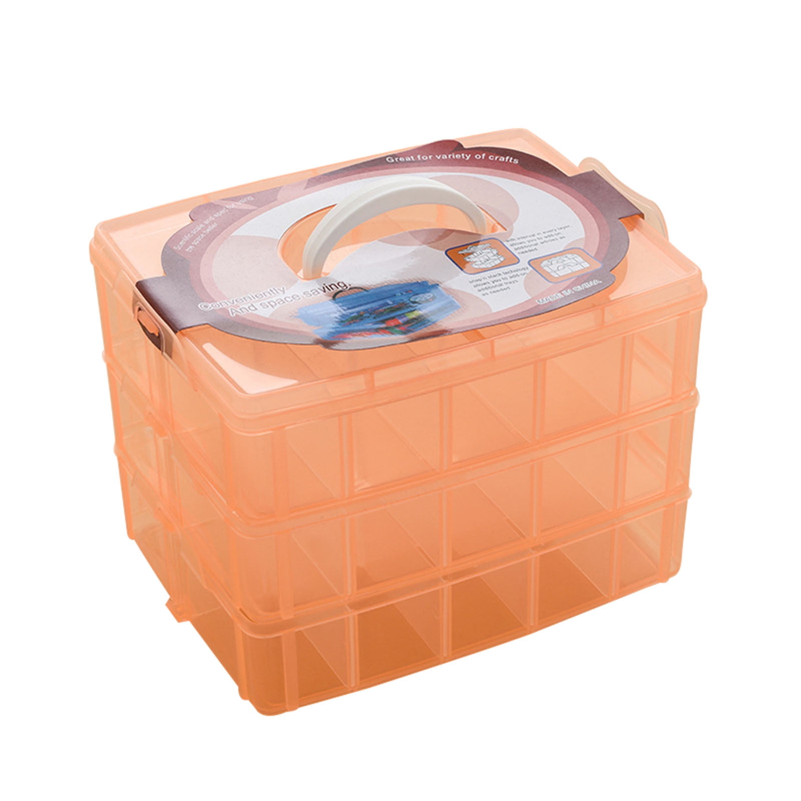 Wovilon Clear Plastic Craft Beads Jewellery Storage Organizer Tool Box ...