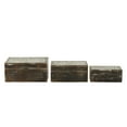 DecMode Floral Handmade Brown Wood Decorative Box with Hinged Lid, 3 ...