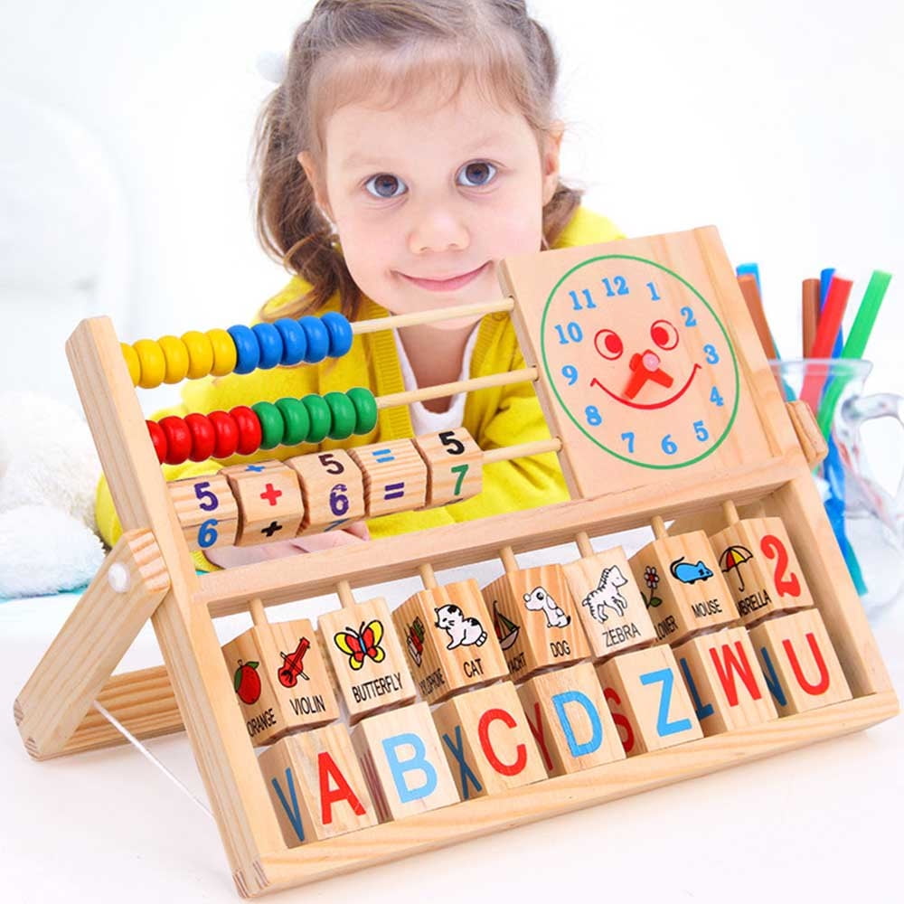 FZFLZDH Wooden Abacus Toy Multi-Function Clamshell Abacus Smiley Face ...