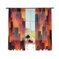 Abstract Art Sheer Curtains for Living Room Bedroom, Red Black Gradient ...