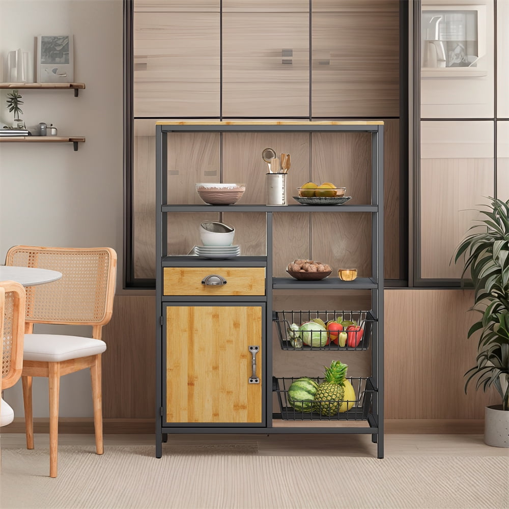 Cfowner Multipurpose Bookshelf Storage Rack with Drawer Cabinet and Two ...