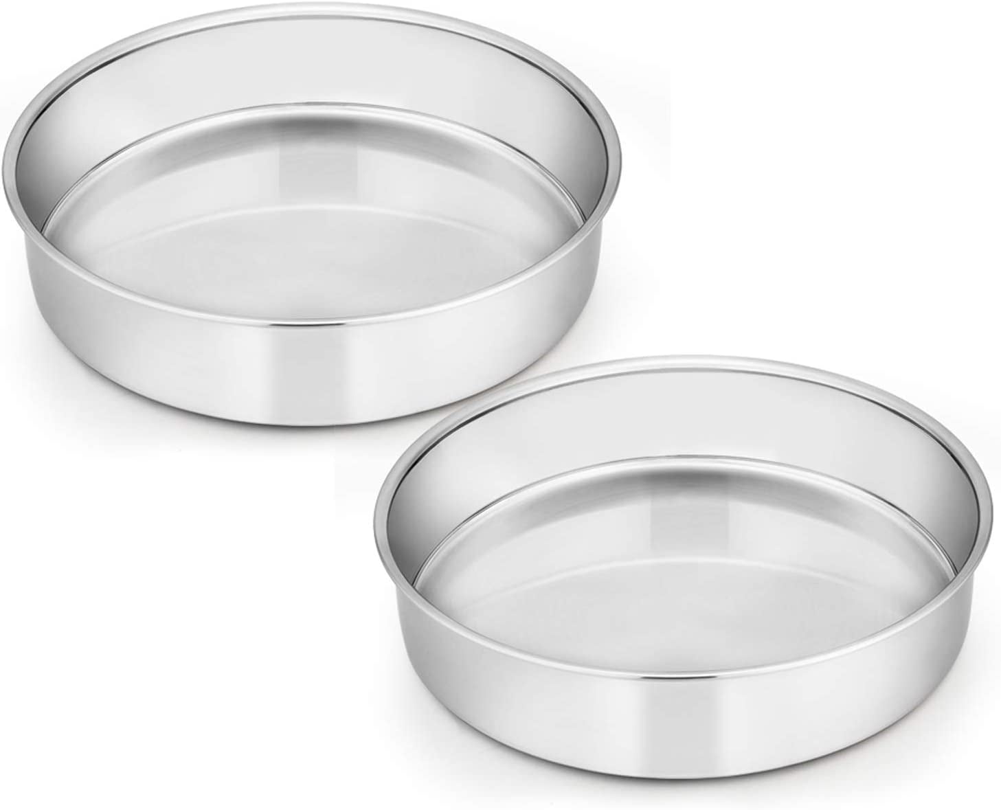 Vesteel 8 inch Cake Pan Set of 2, Stainless Steel Round Layer Cake ...