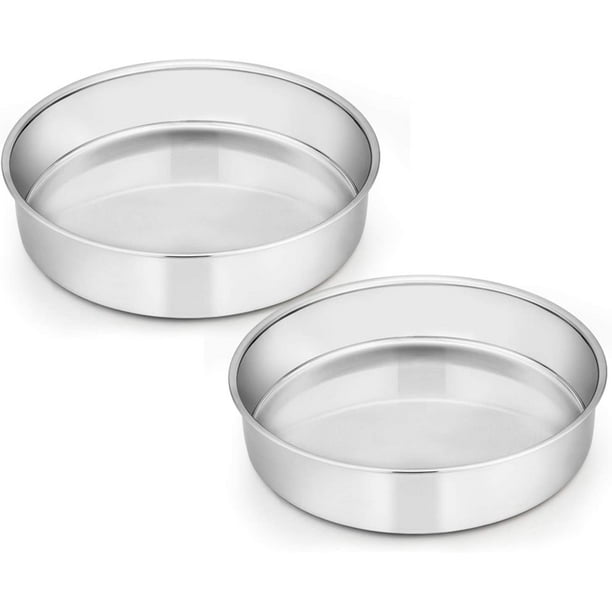 Vesteel 8 inch Cake Pan Set of 2, Stainless Steel Round Layer Cake ...