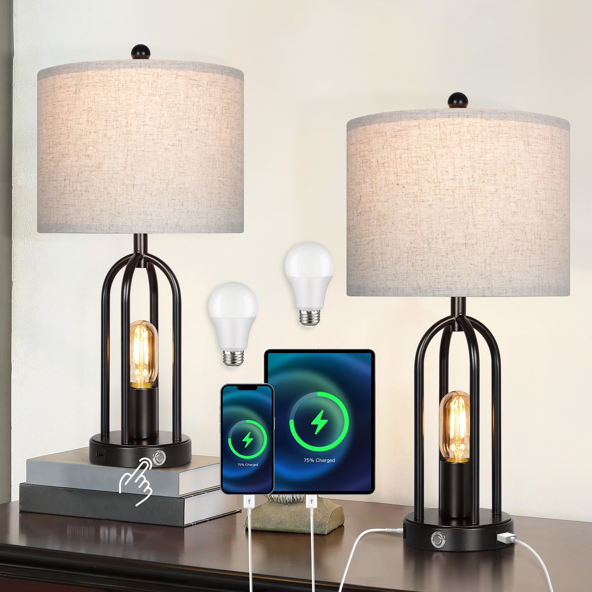 Click here for Outon Farmhouse Touch Control Table Lamp Set Of 2... prices