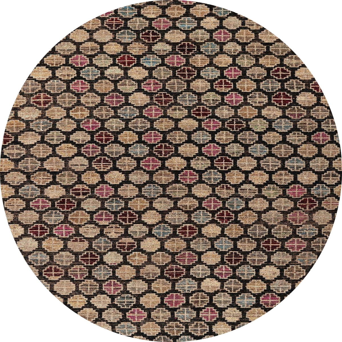 Ahgly Company Indoor Round Abstract Red Abstract Area Rugs, 5' Round ...
